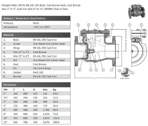 Cast Iron Check Valve - Flanged ANSI 150