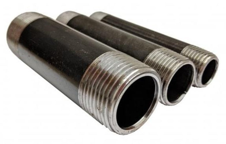BLACK/SELF COLOUR STEEL PIPE up to 900mm - THREADED BOTH ENDS