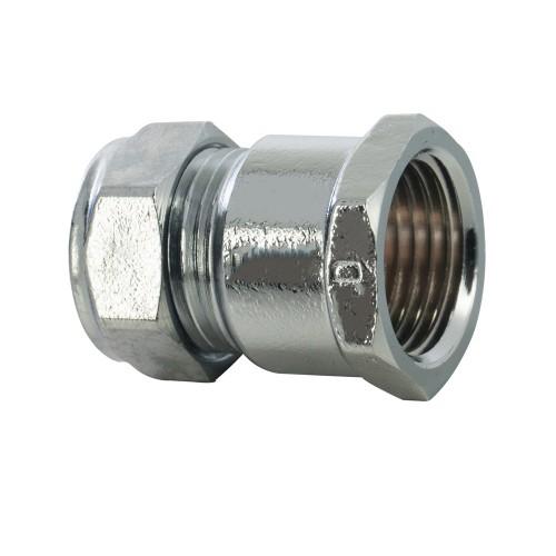Chrome Compression X Female Straight Coupler