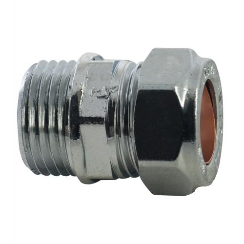 Chrome Compression X Male Straight Coupler